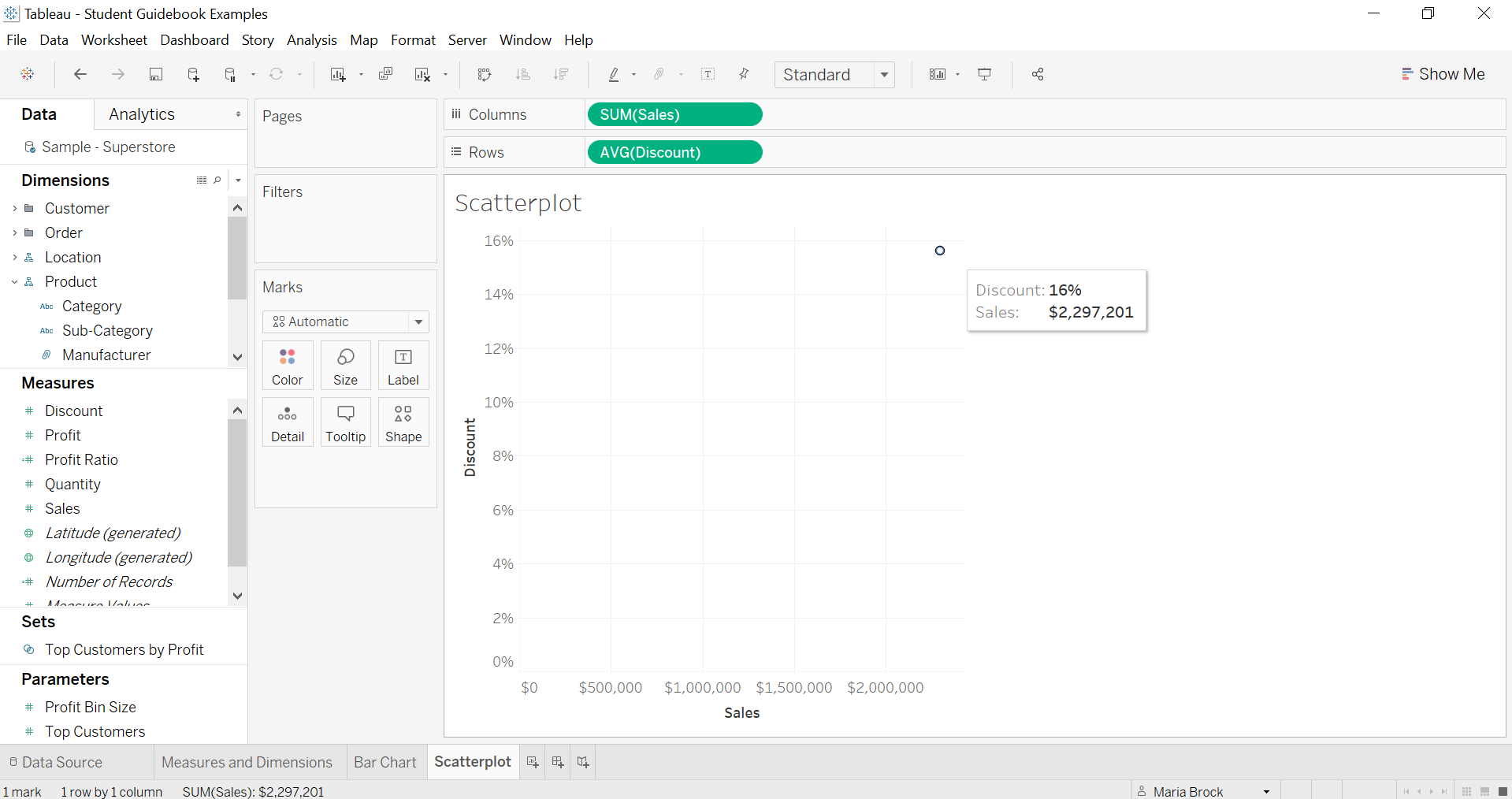 Show Me and Scatterplots — The Tableau Student Guide