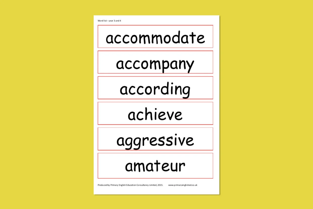 Y5 Y6 Statutory Word List — Primary English Education Consultancy