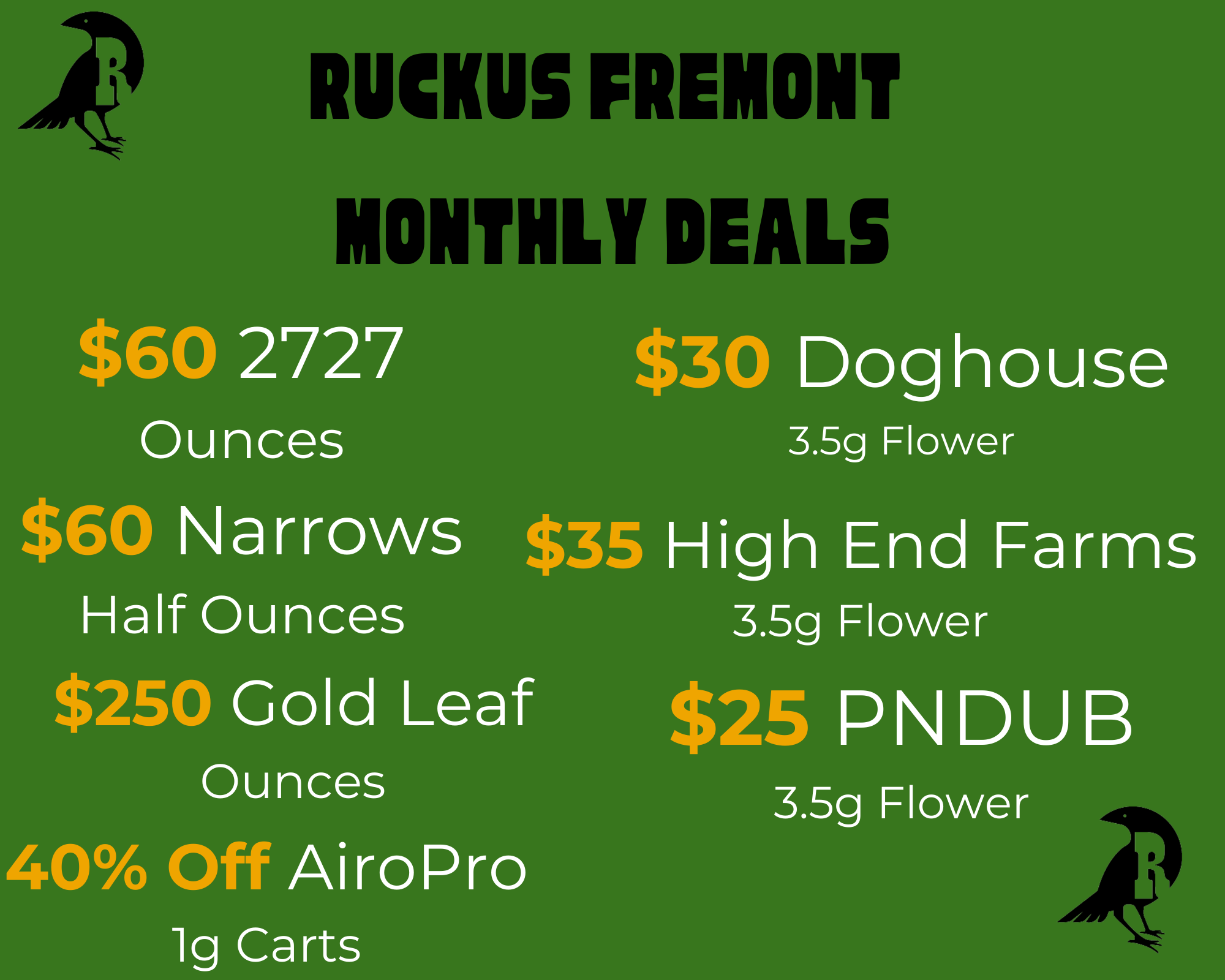 Fremont Menu — Ruckus Recreational Cannabis
