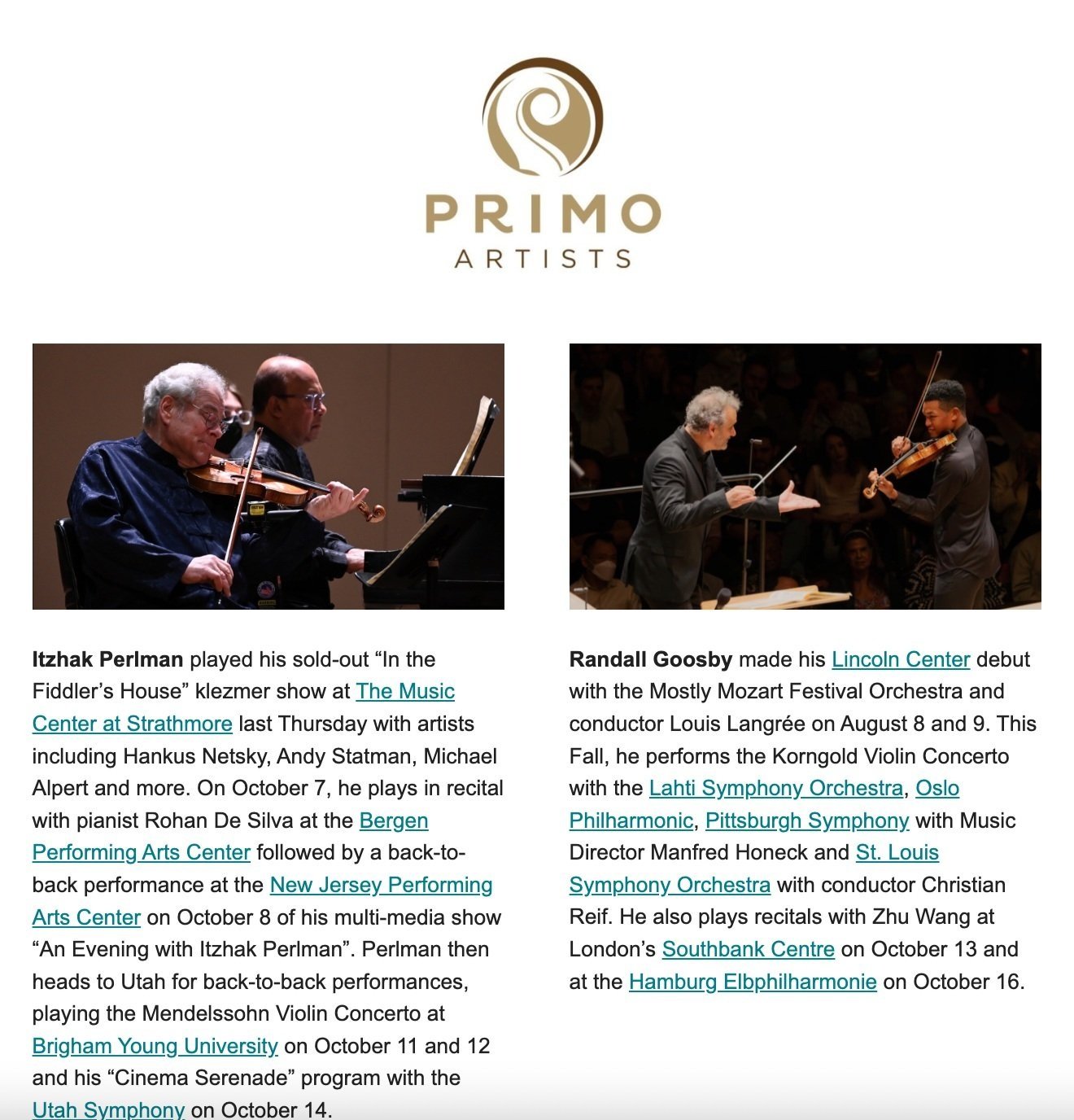 CONTACT — Primo Artists