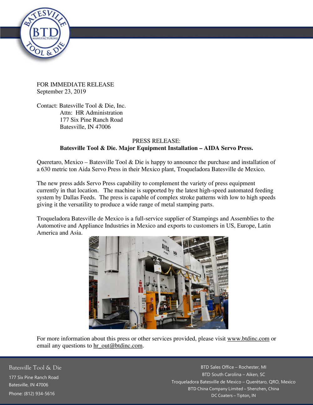 In The News — Batesville Tool & Die, Inc.