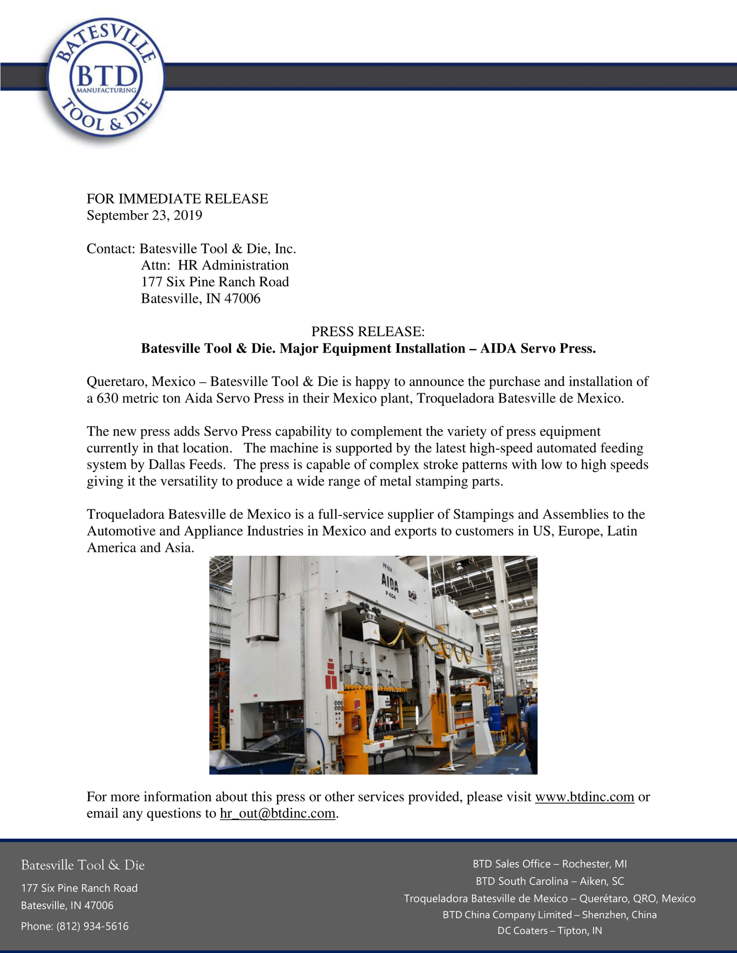 In The News — Batesville Tool & Die, Inc.