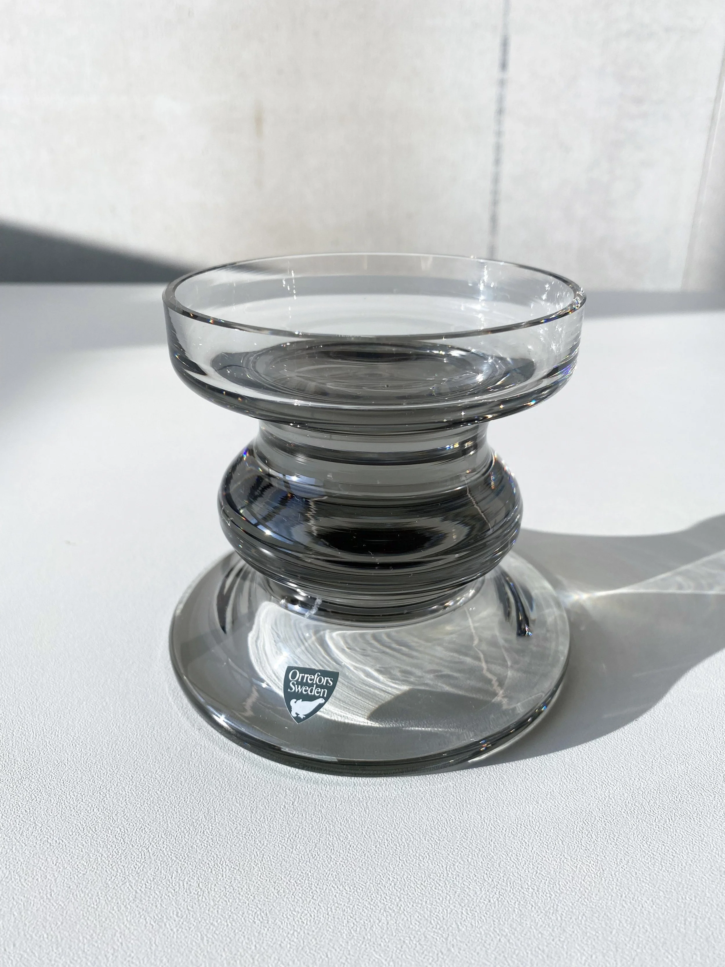 Crystal Glass Candle Holder by Orrefors, Sweden | Modern Era - Vintage ...