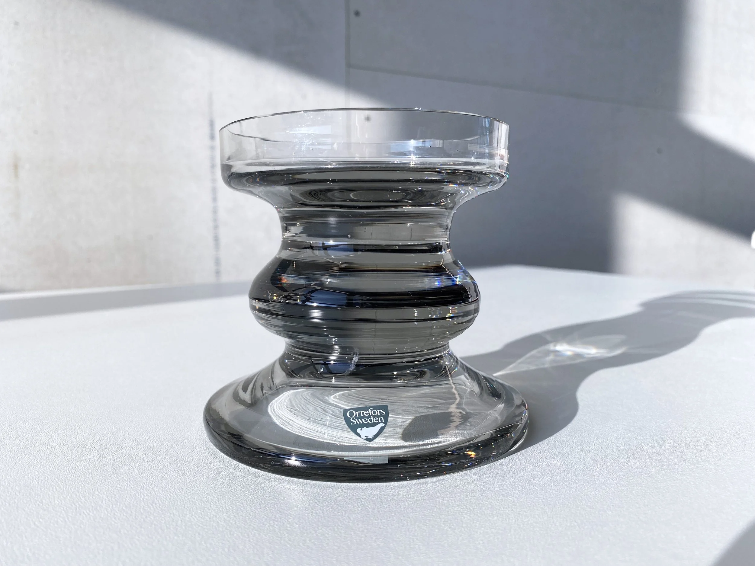 Crystal Glass Candle Holder by Orrefors, Sweden | Modern Era - Vintage ...