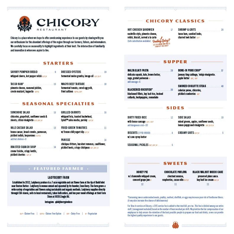 Menus — CHICORY