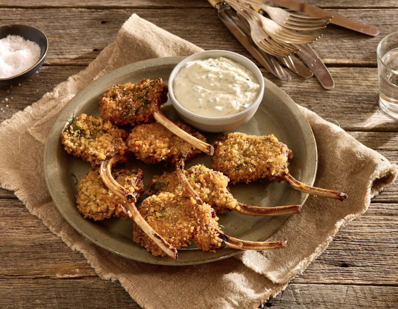 Crumbed Lamb Cutlets w Spiced Mint Yoghurt — Farm to Fork
