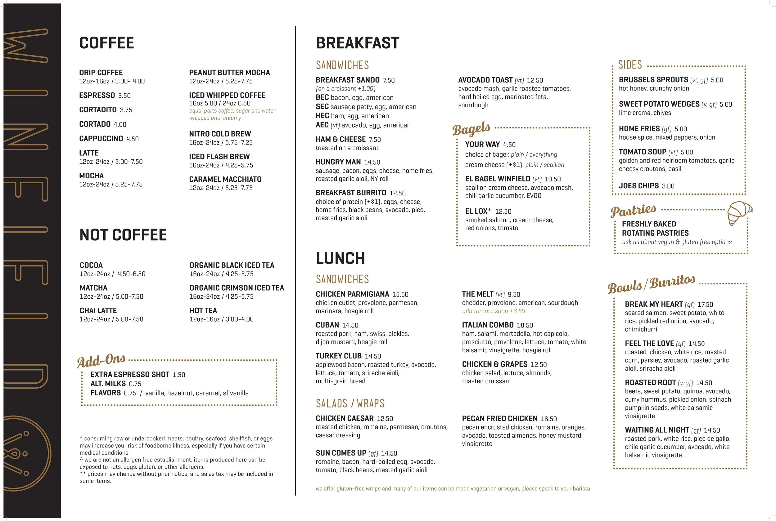 Menu — Winfield Street Coffee