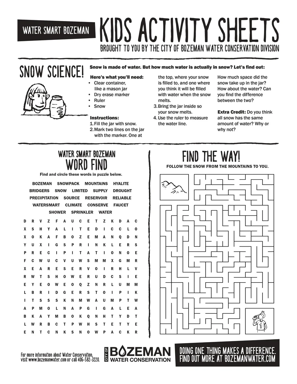 Watershed Wednesday: Kids Activity Sheets — Gallatin Watershed Council