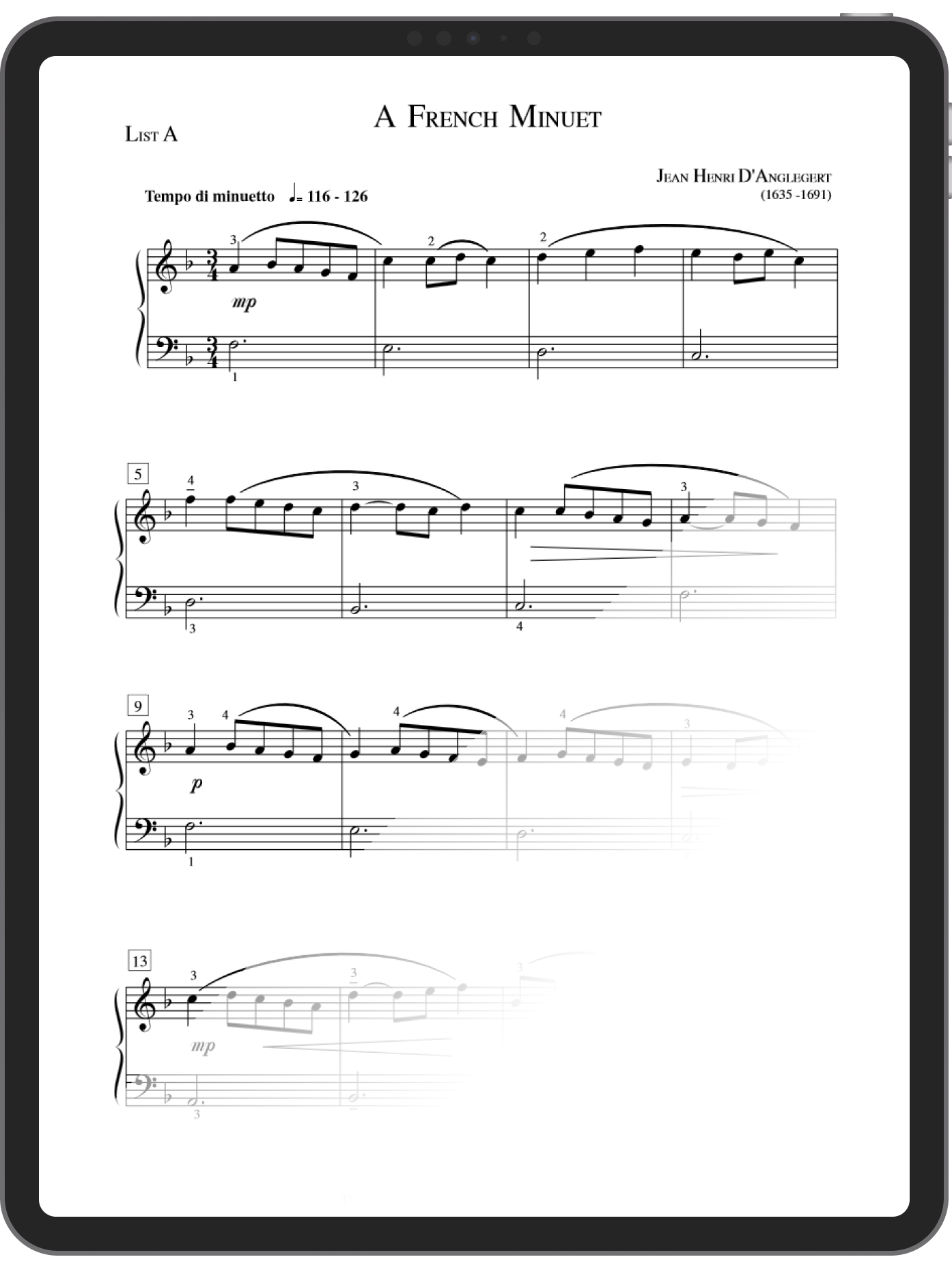 A French Minuet - D'Anglegert — British Columbia Conservatory of Music