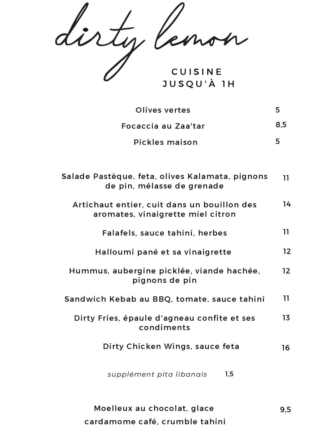 Menu — Dirty Lemon
