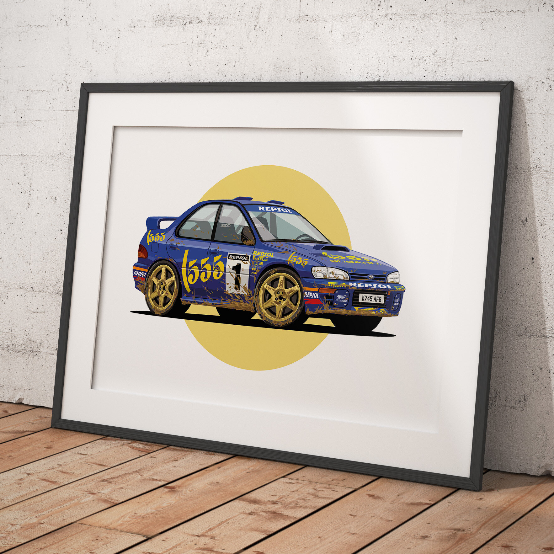 Subaru WRC 555 open edition rally car artwork print - Different Sizes ...