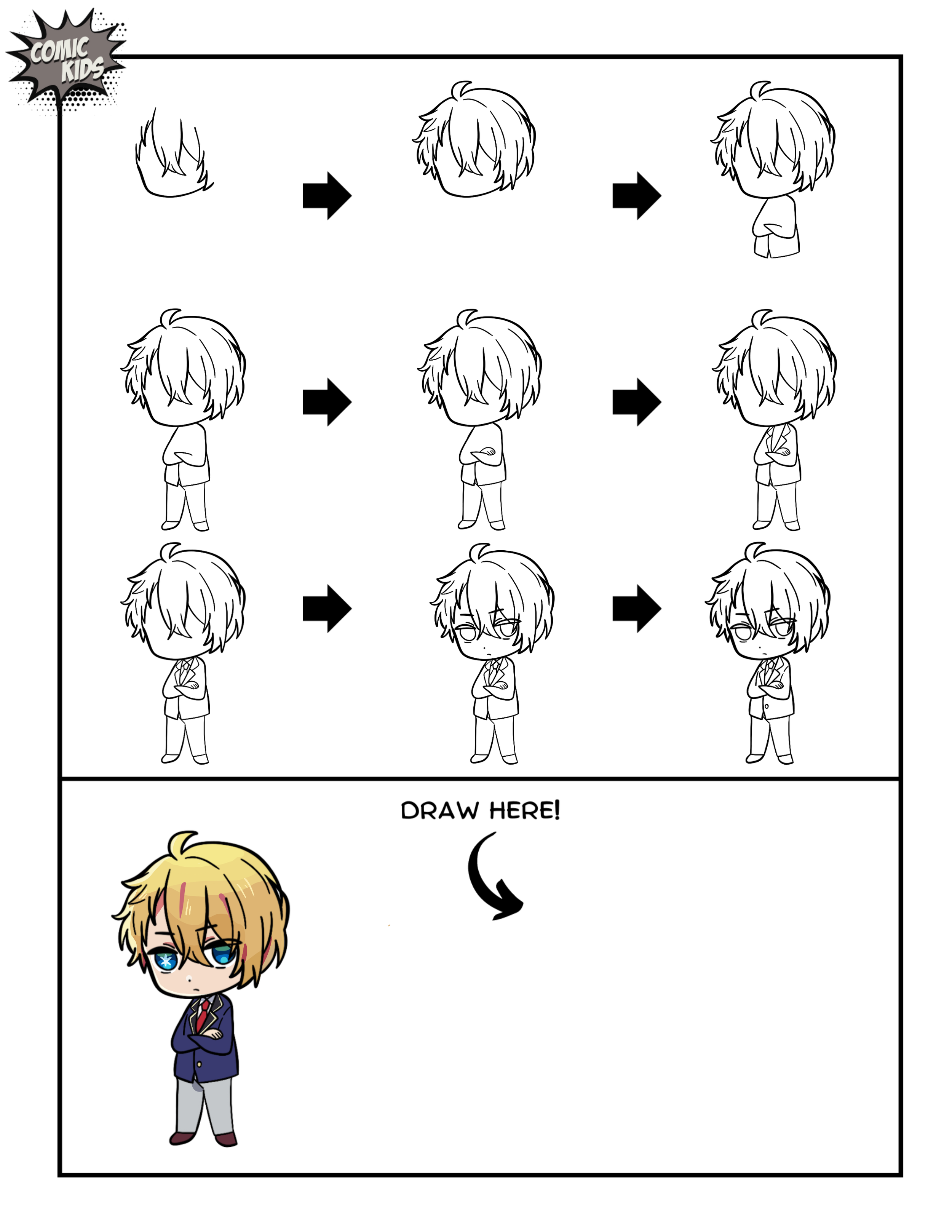 Free Learn to Draw Anime Characters and Anime Coloring Pages — Comic Kids