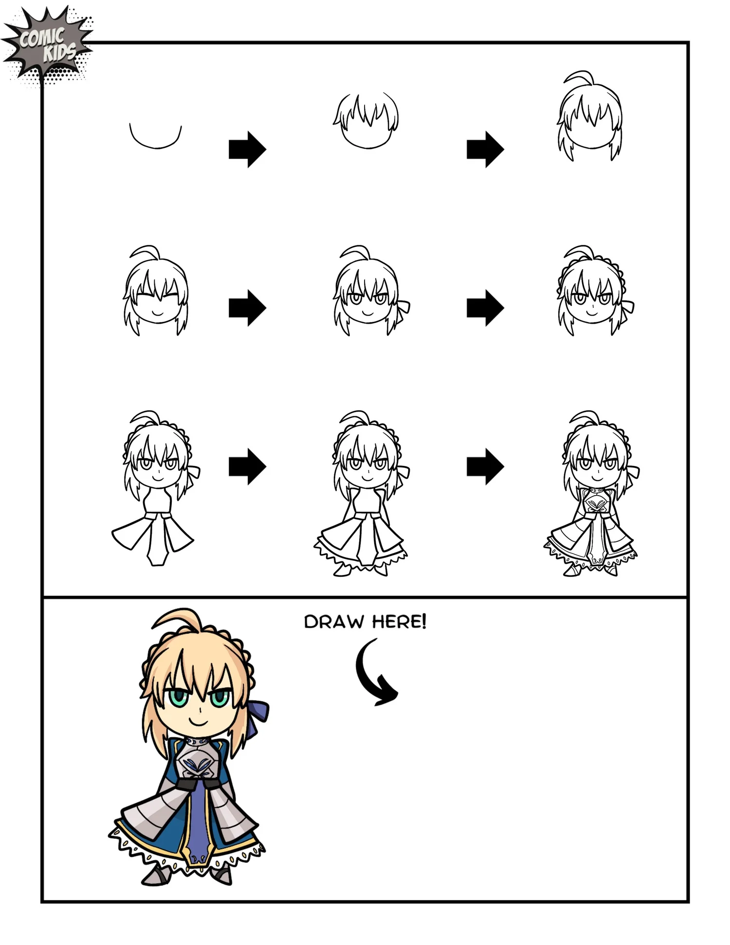Free Learn to Draw Anime Characters and Anime Coloring Pages — Comic Kids