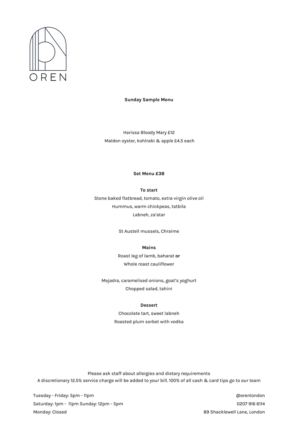 menu — OREN