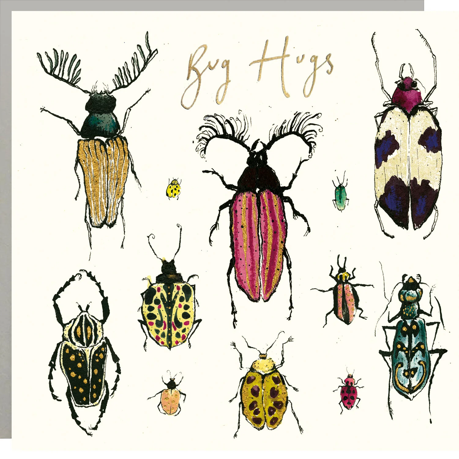 Bug Hugs Gold Foil Card — Anna Wright: Hand illustrated artwork, cards ...