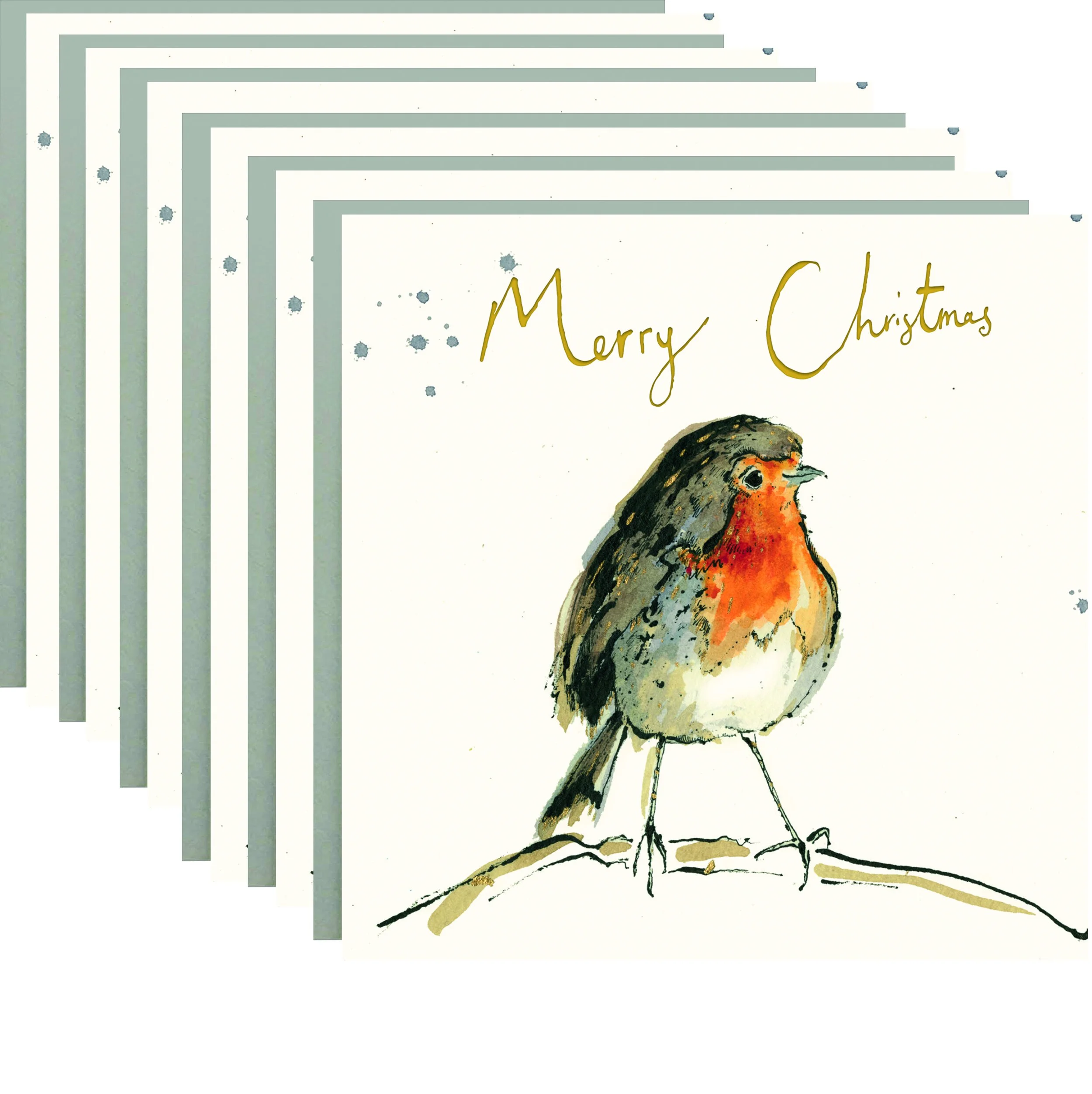 Christmas Robin Gold Foil Christmas Card Pack (pack of six) — Anna ...