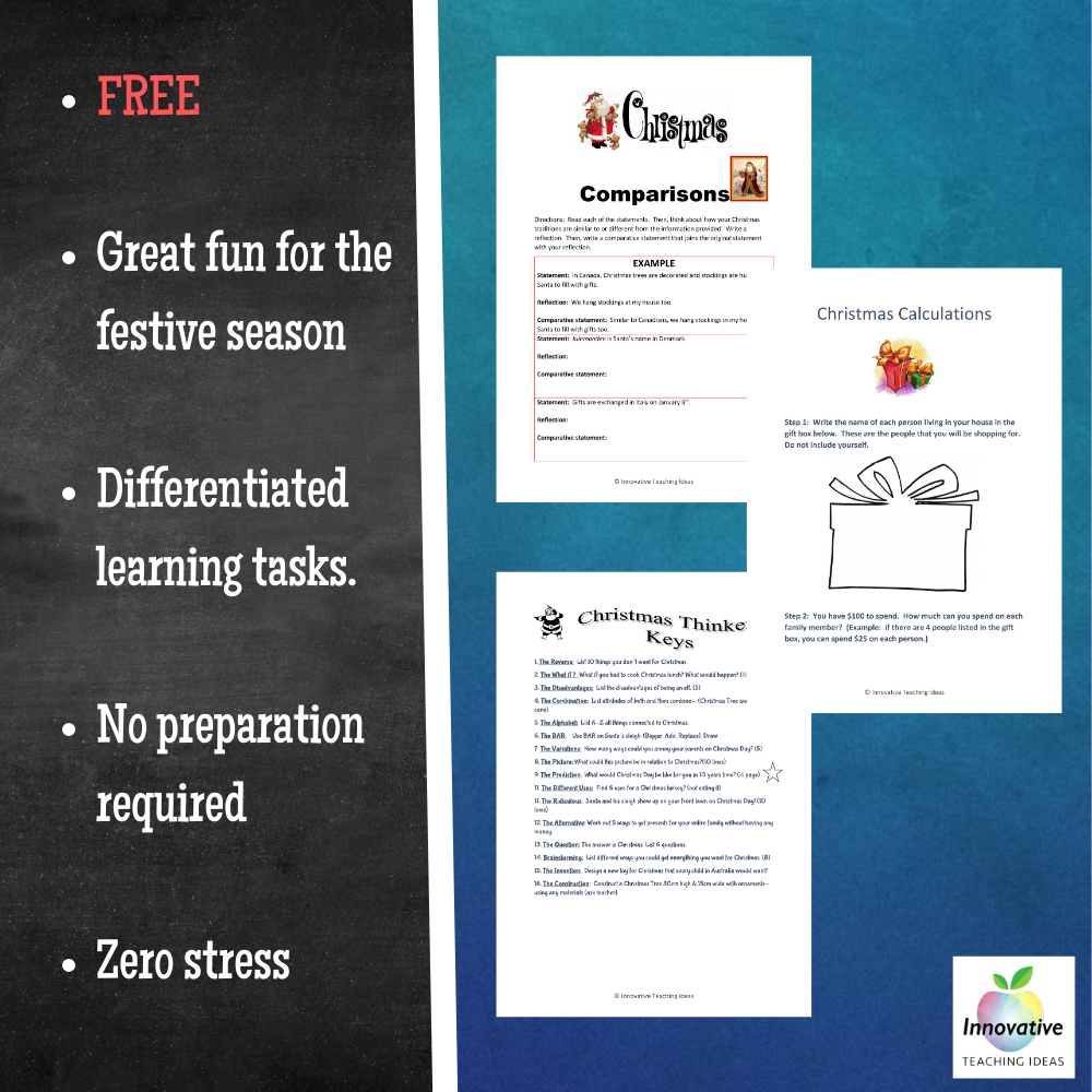 57 Christmas Tasks for Teachers And Students (Free e-Book) — Innovative ...