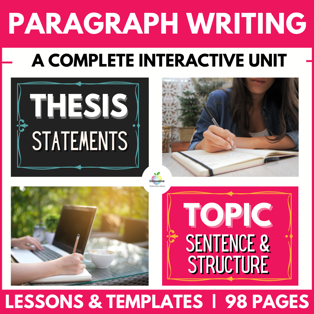 Paragraph Writing Unit | Thesis Statements | Topic & Content Sentence ...