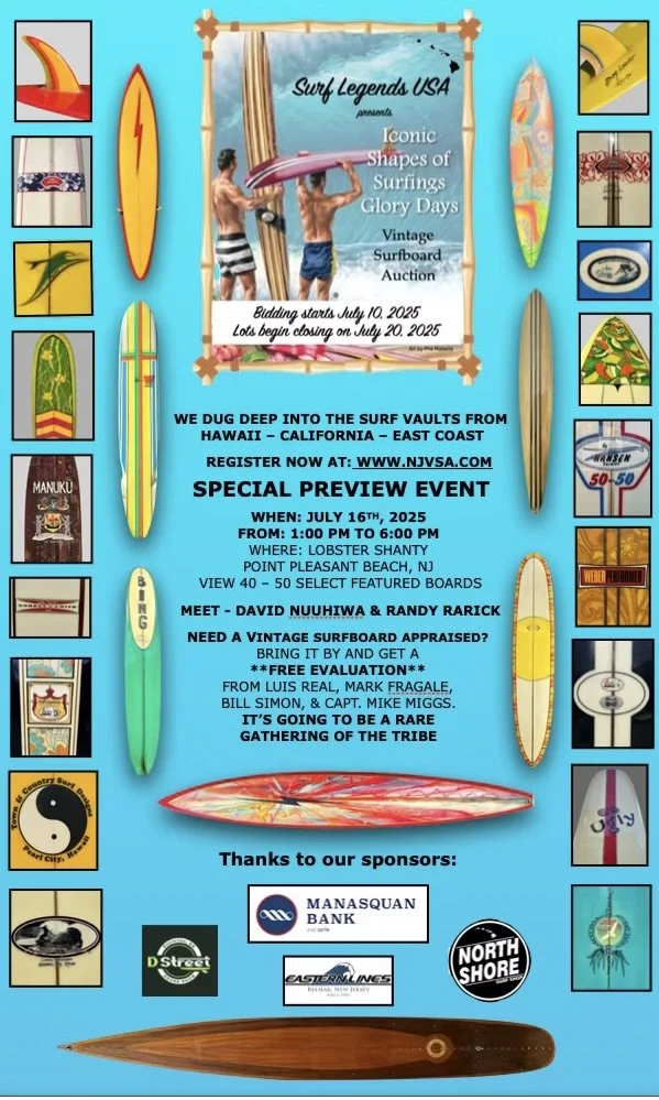Surf Legends USA Vintage Surfboard Auction July 2025