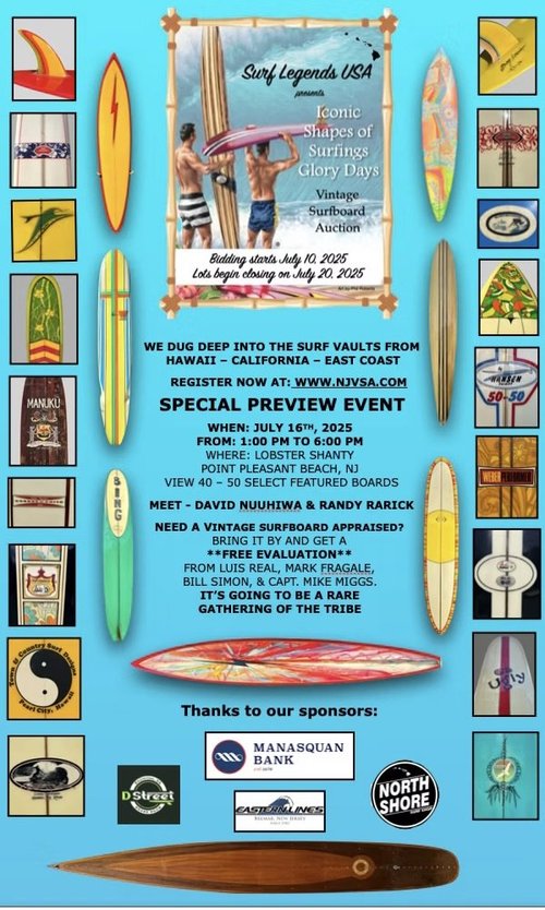 Surf Legends USA Vintage Surfboard Auction July 2025