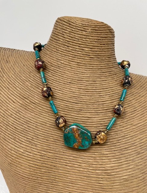 Turquoise and Togo Bead Necklace — Walls & Wearables