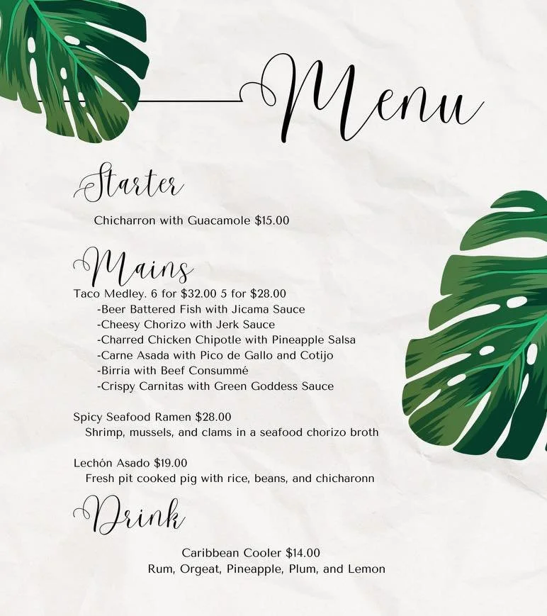 Food Menu — Pineapple Ink Tavern