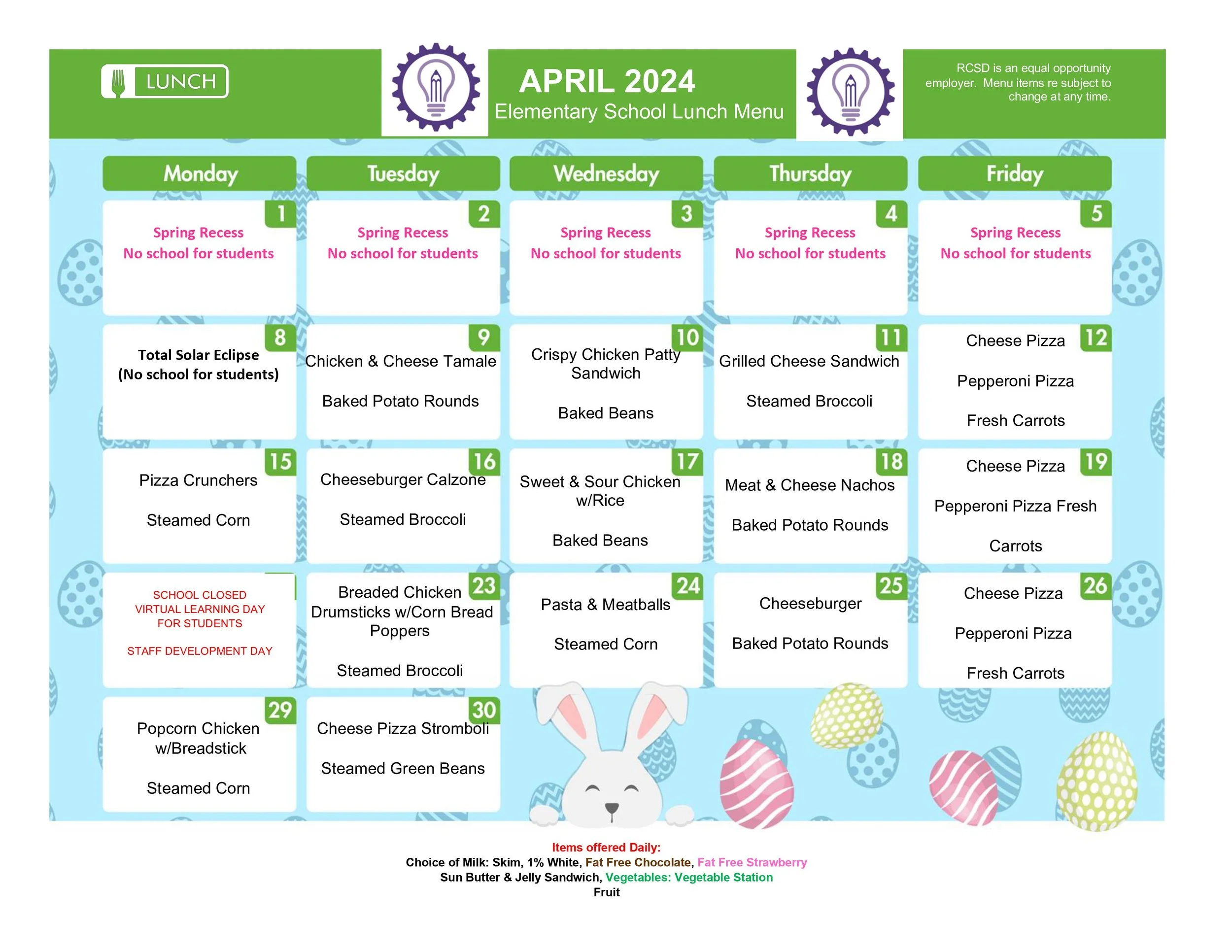 Lunch Menu — Innova Girls Academy