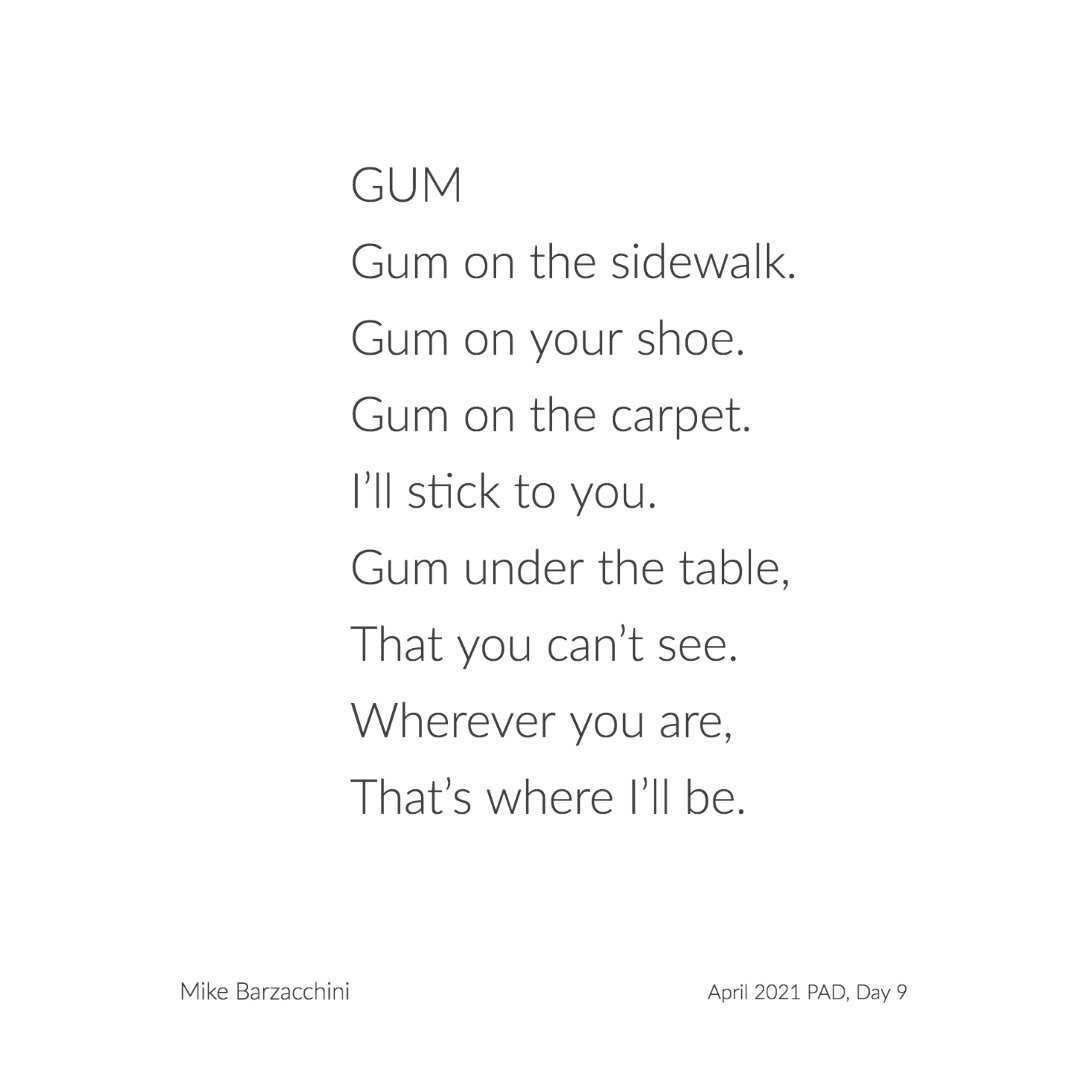 Poem-a-Day Challenge, Day 9: Write a Persona Poem — Mike Barzacchini
