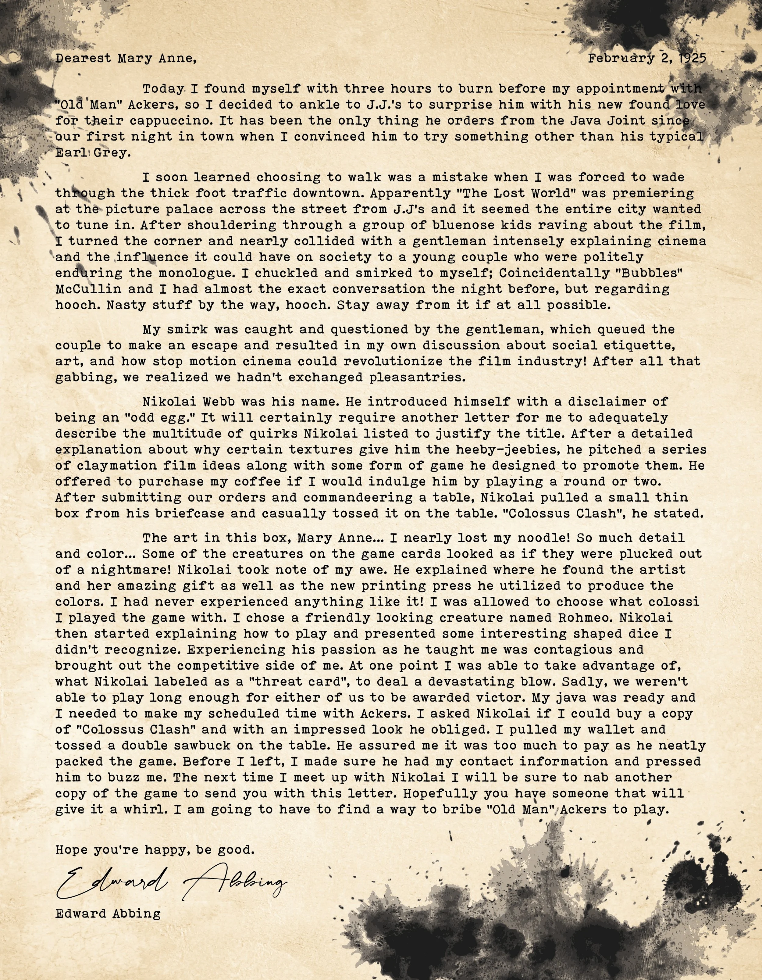 Colossus Clash Letter — Nebulae Studios