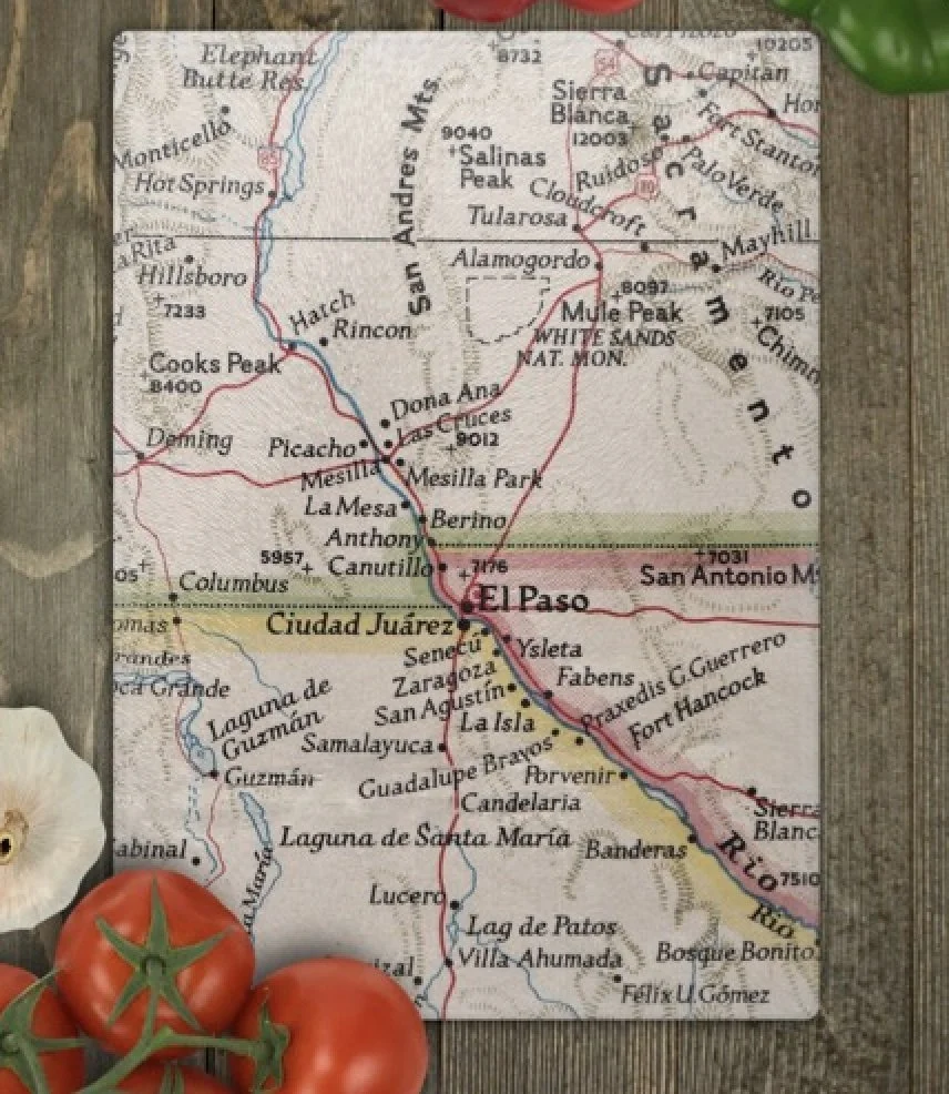 El Paso Vintage Map Cutting/Charcuterie Board — Paradigm Texas