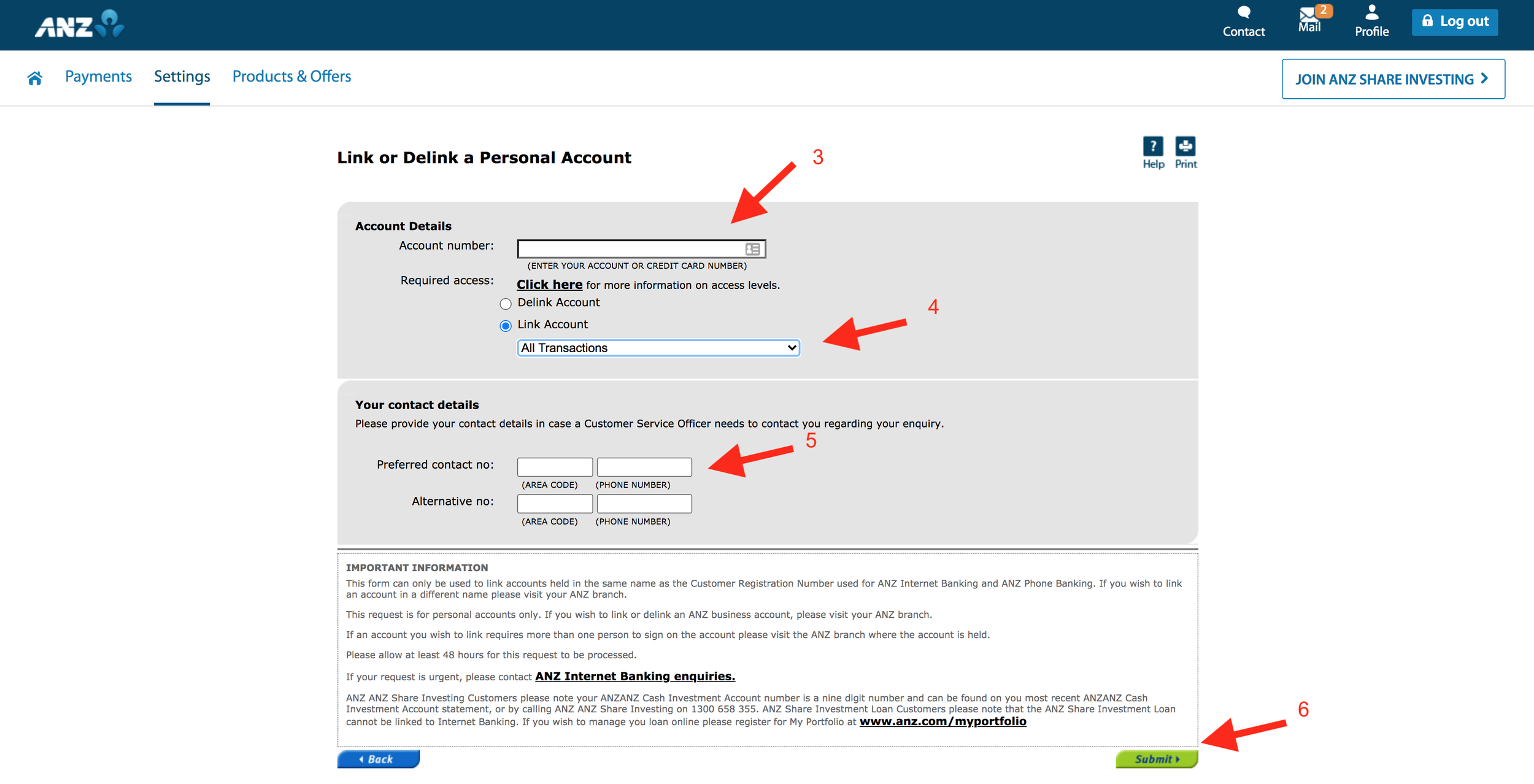 Instructions to link your ANZ loan account to your online banking — WeNeedFinance