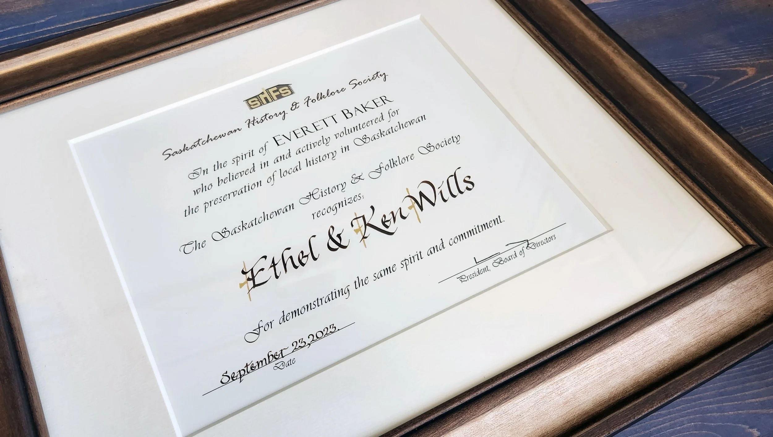 Everett Baker Award for Saskatchewan Heritage — Saskatchewan History & Folklore Society