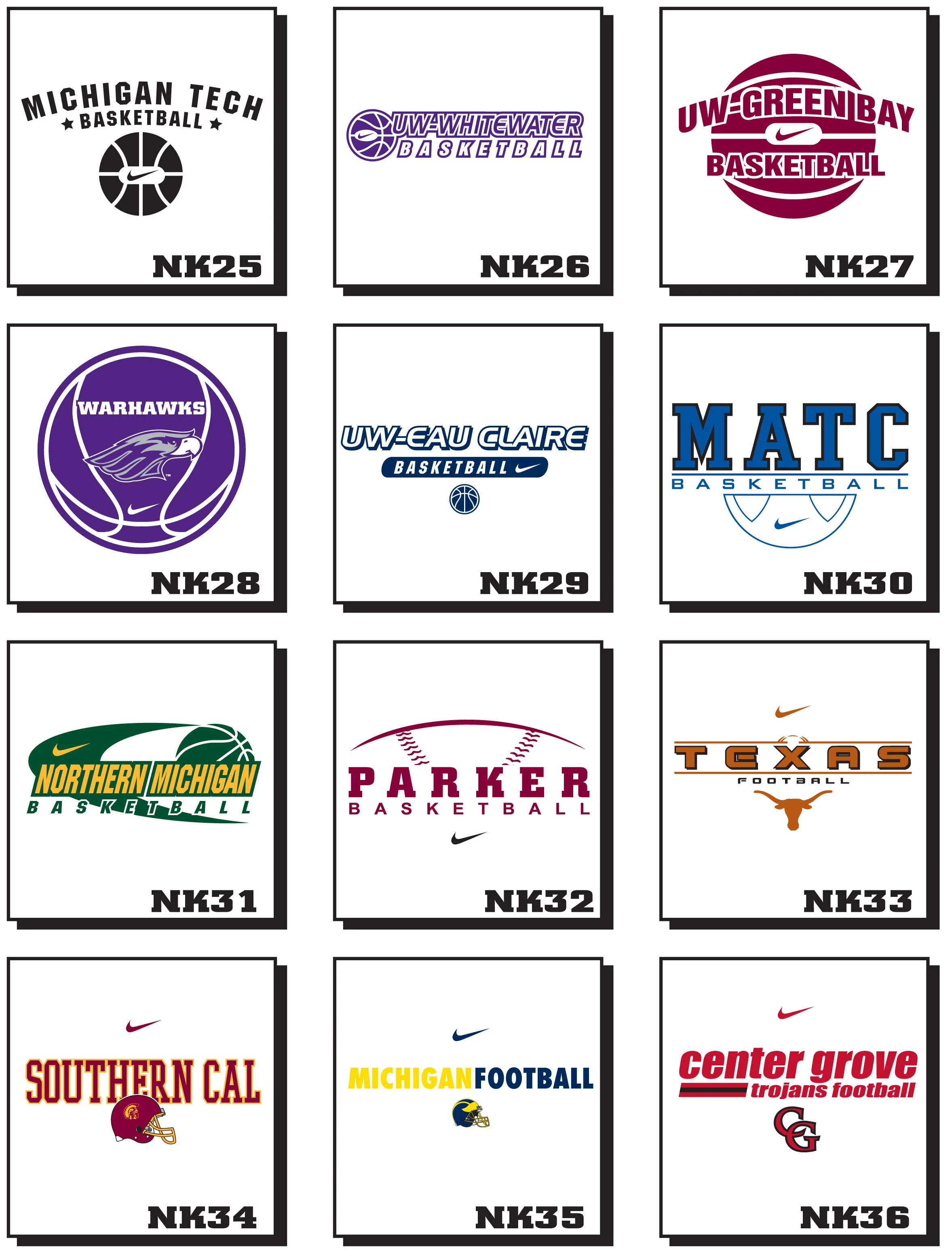 Nike College Basketball Logos