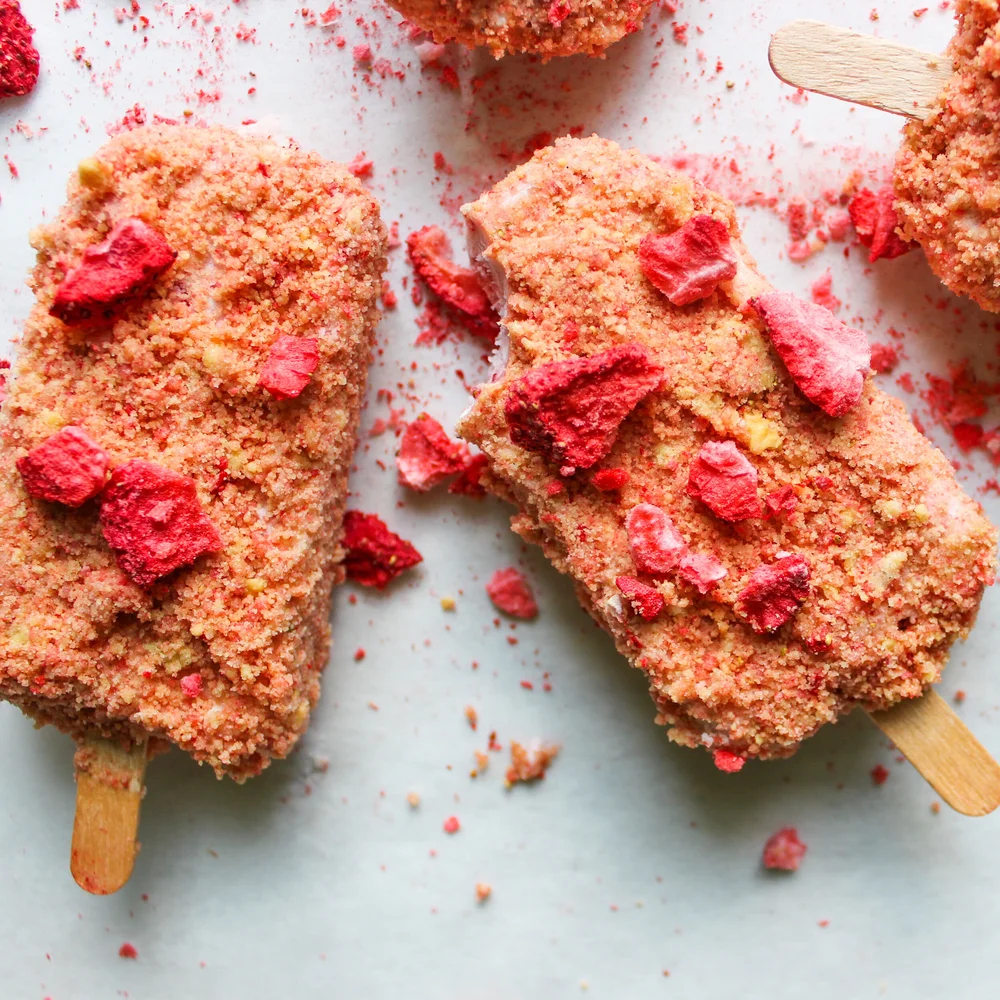 Strawberry Shortcake Ice Cream Bars - salt n sprinkles