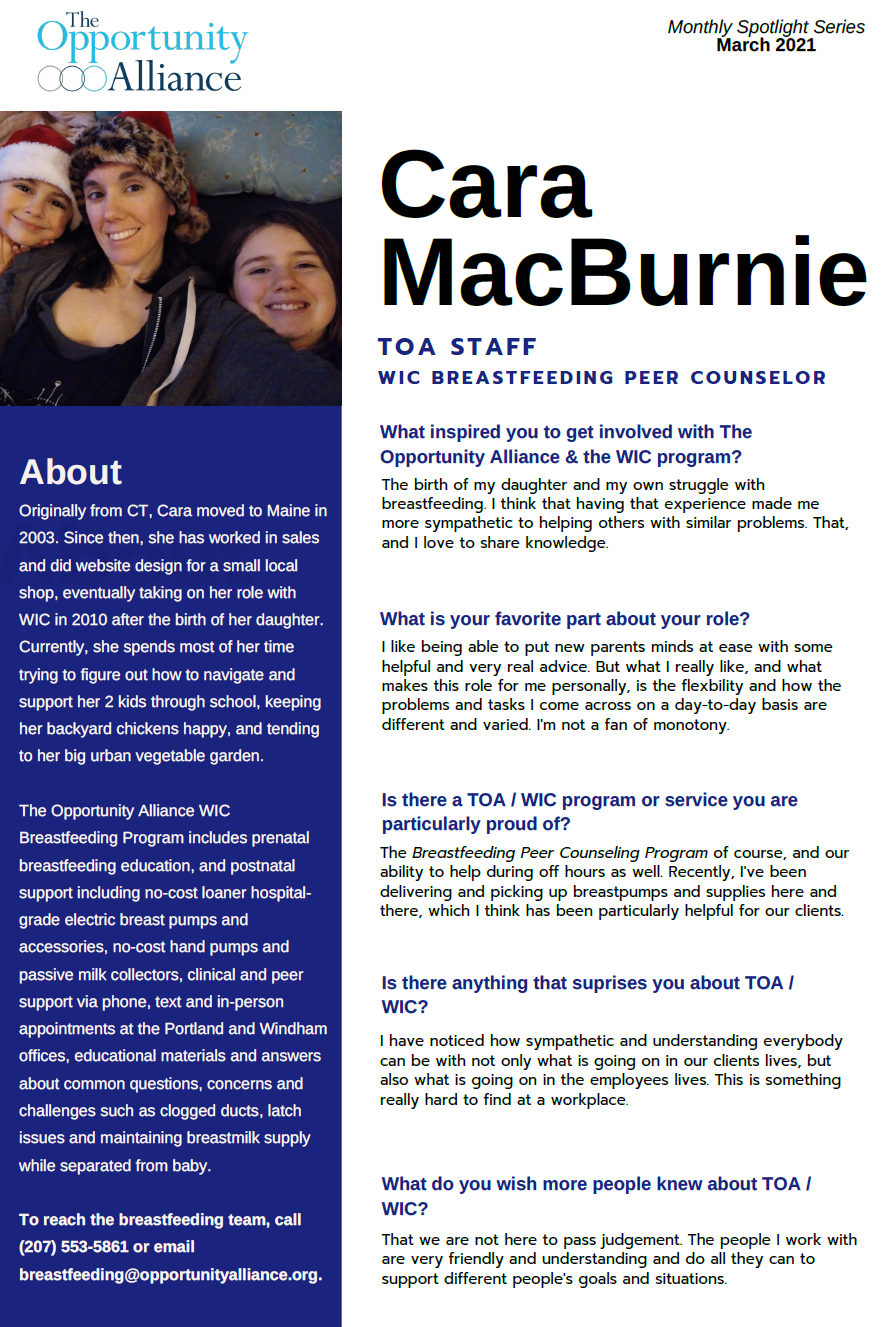 March Spotlight - Cara MacBurnie — The Opportunity Alliance