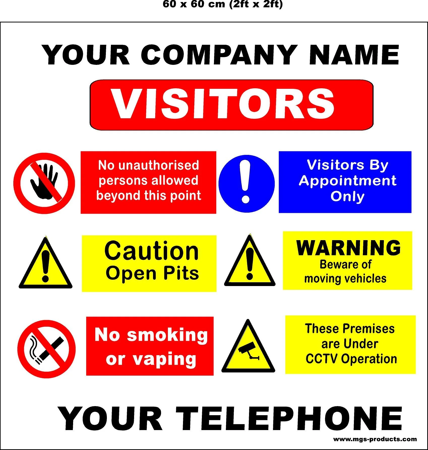 Visitor signage option 3 for vehicle workshops — MGS Products Ltd