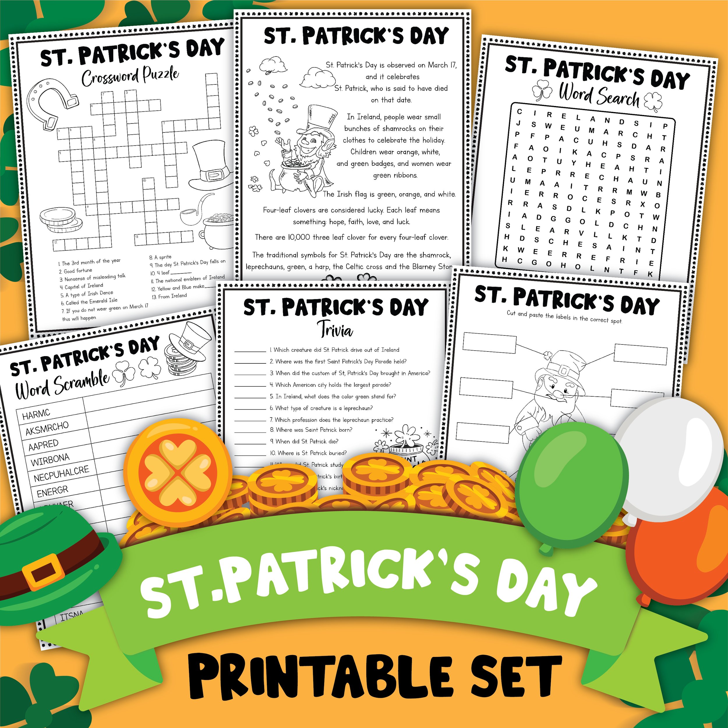 St. Patrick's Day Activity Printable Set FREE — xoxoerinsmith.com