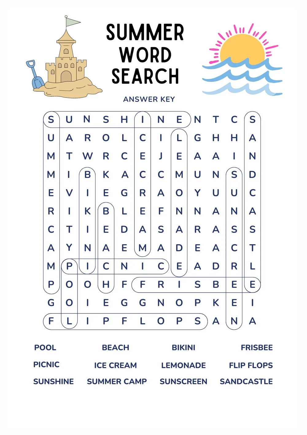 Free, Fun and Easy Summer Word Search Printables for Kids ...