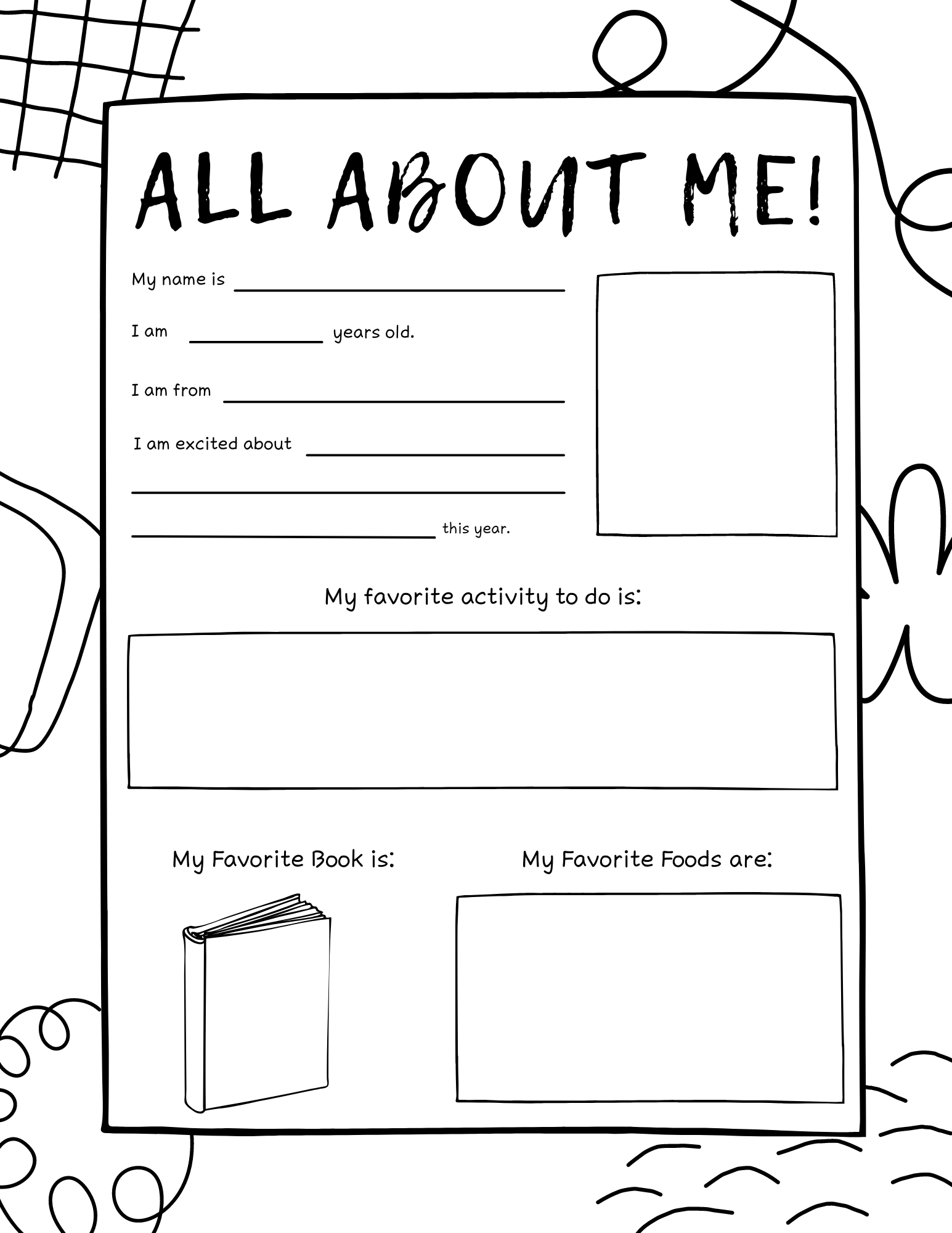 All About Me First Day Of School FREE Worksheets Xoxoerinsmith