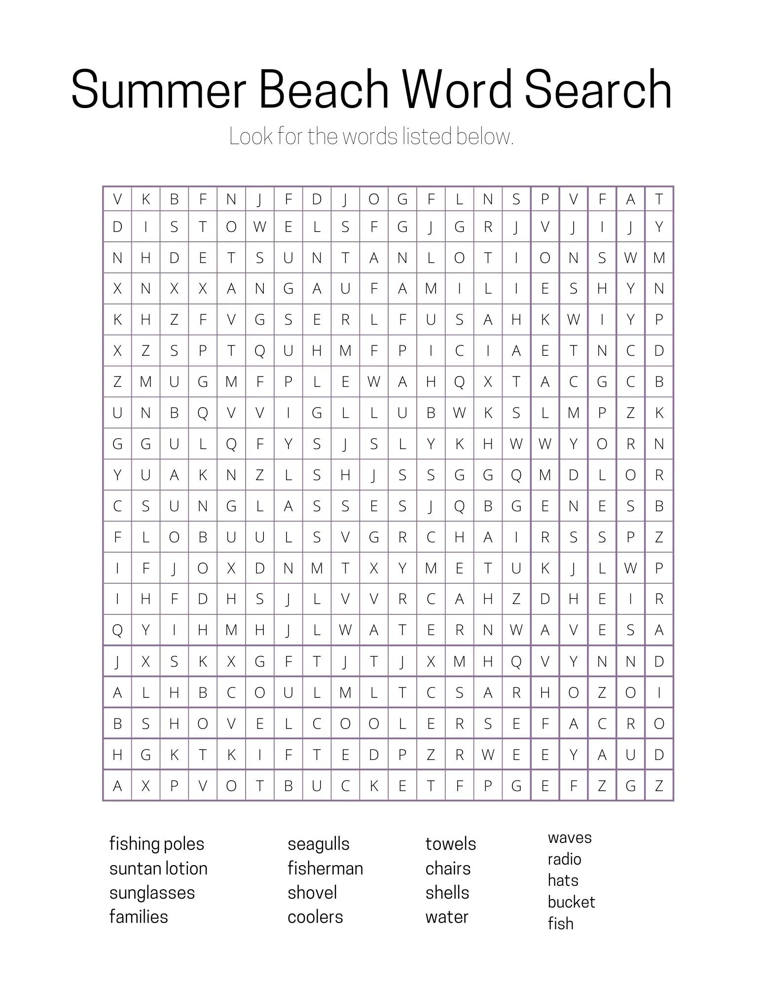 Free, Fun and Easy Summer Word Search Printables for Kids ...