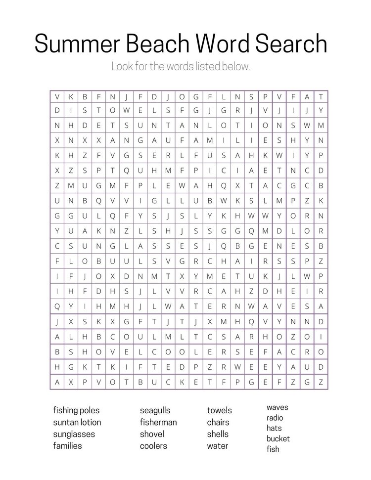 Free, Fun and Easy Summer Word Search Printables for Kids ...