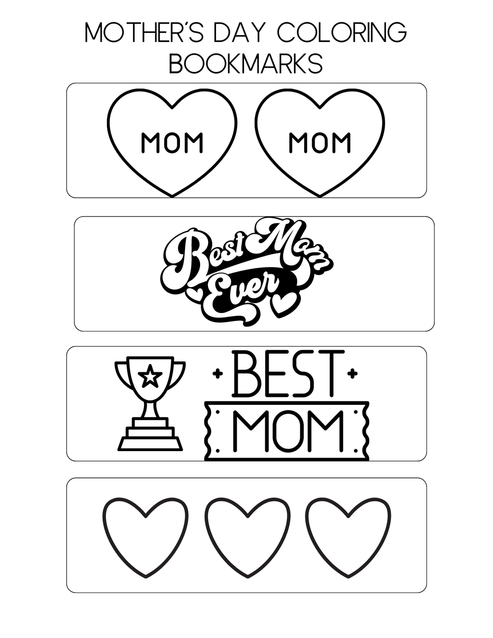 14 Cute Mother's Day Bookmark Gift Printable to Color Templates ...