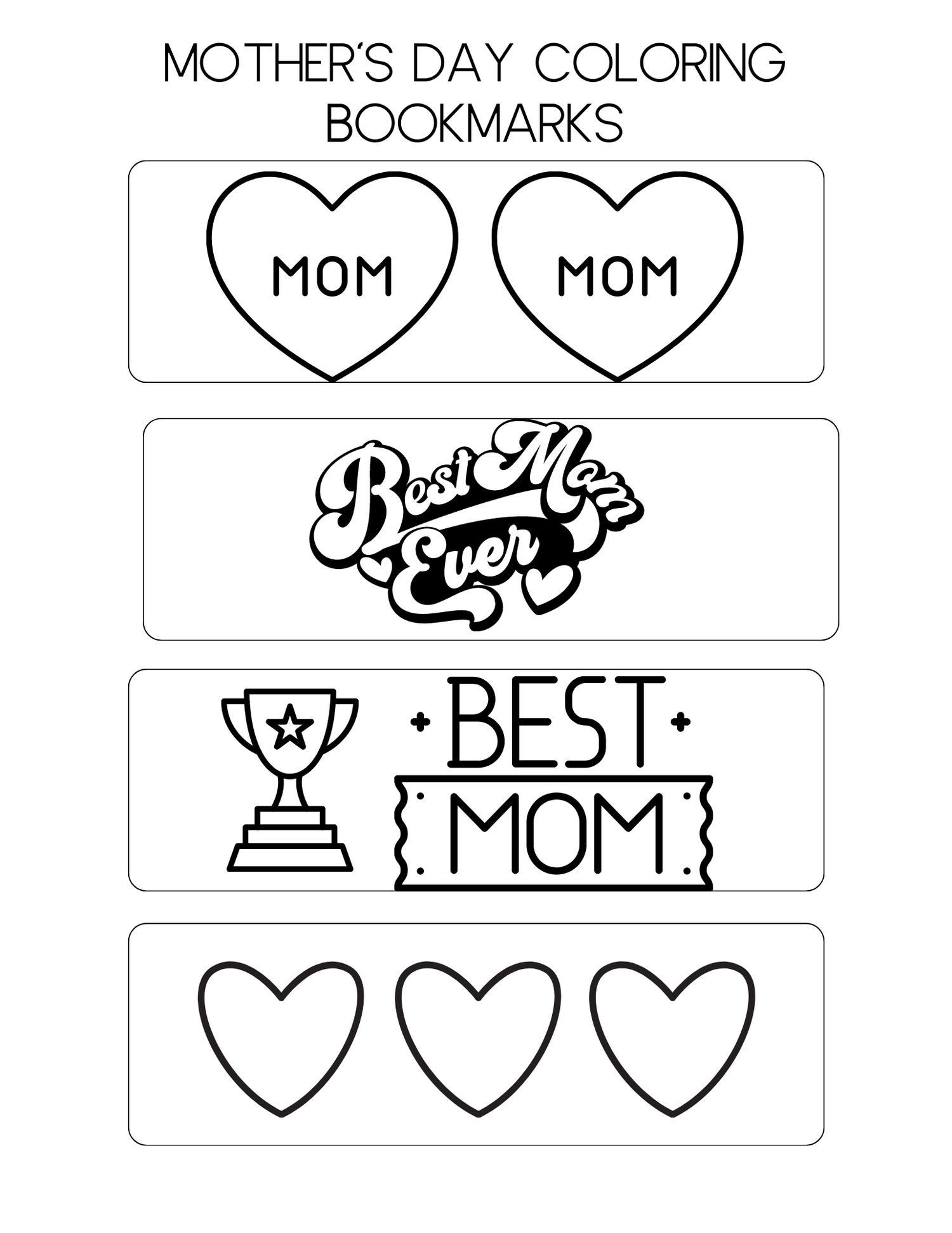 14 Cute Mother's Day Bookmark Gift Printable to Color Templates ...