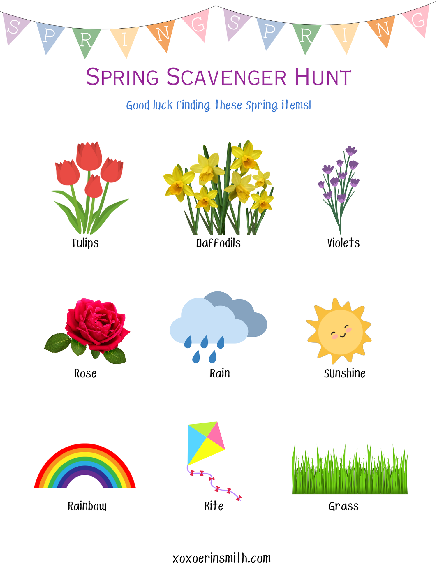 Spring Scavenger Hunt Printables — xoxoerinsmith.com
