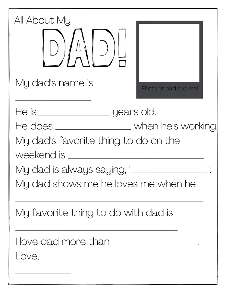 12 All About My Dad Father's Day Printables — xoxoerinsmith.com