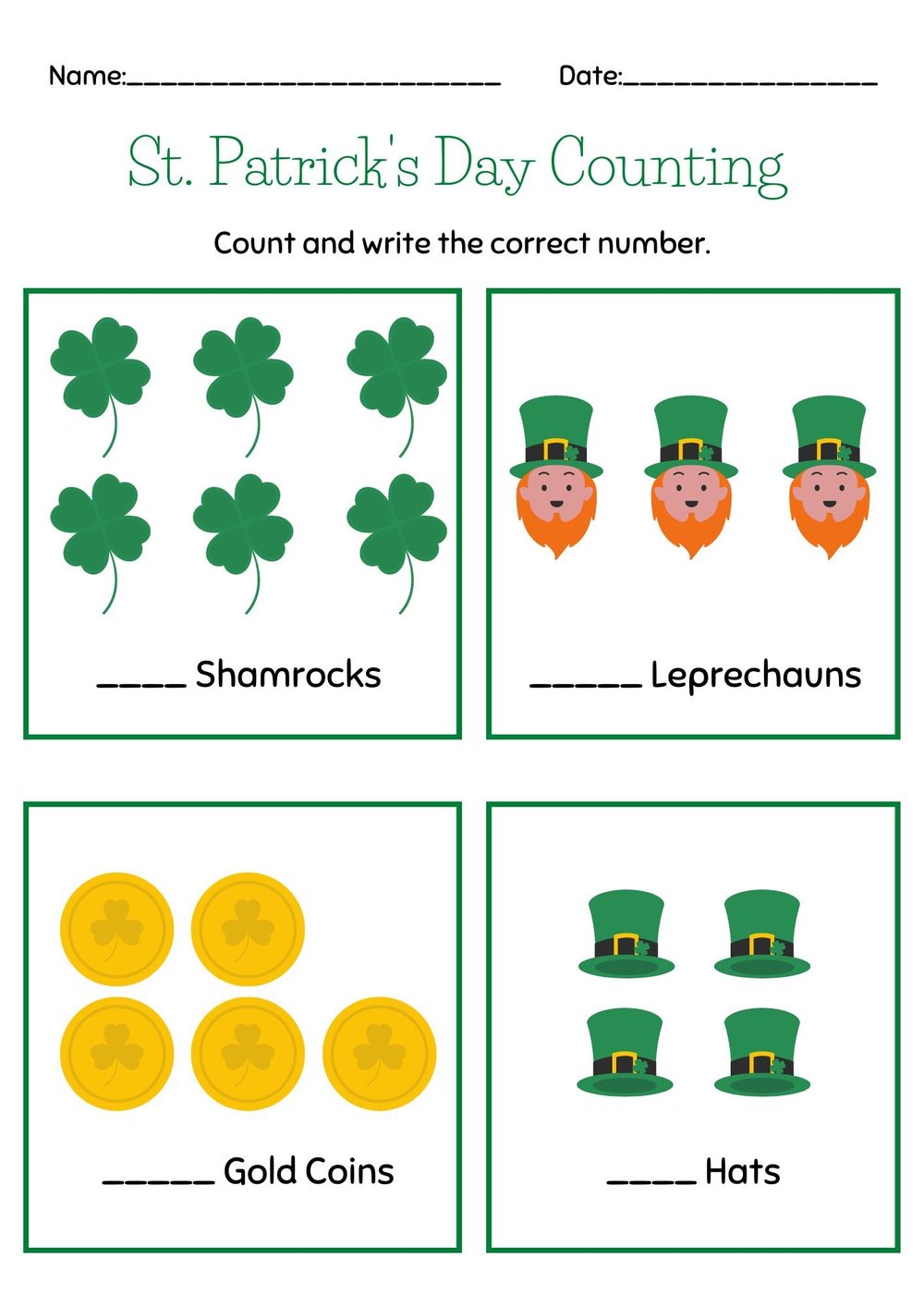 FREE St. Patrick's Day Worksheets for Kindergarten — xoxoerinsmith.com