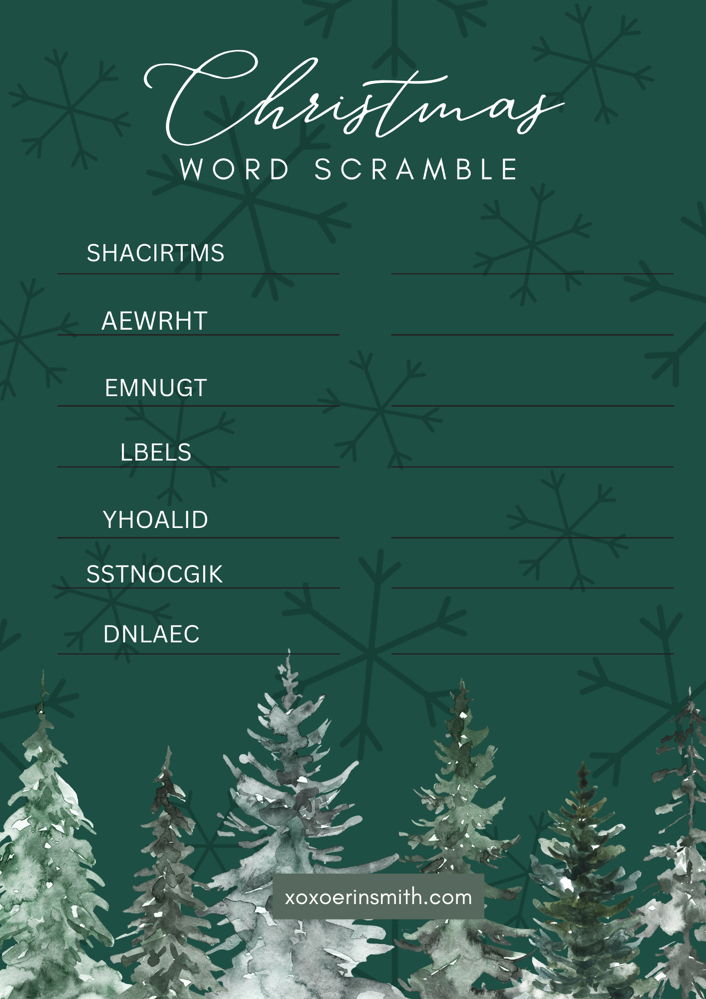 Christmas Word Scramble Printable for Kids FREE — xoxoerinsmith.com