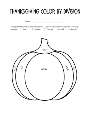 Color by Division Thanksgiving Free Math Worksheets — xoxoerinsmith.com