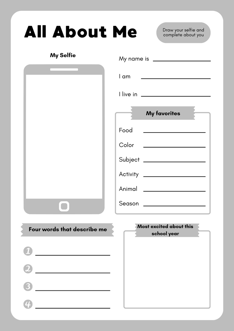 All About Me First Day of School FREE Worksheets — xoxoerinsmith.com
