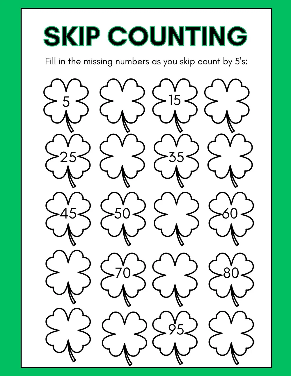 FREE St. Patrick's Day Worksheets for Kindergarten — xoxoerinsmith.com